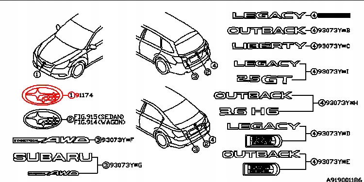 93013AJ050 - SUBARU LEGACY OUTBACK ЭМБЛЕМА ЛОГОТИП ЗНАК ГРИЛЬ купити на ...