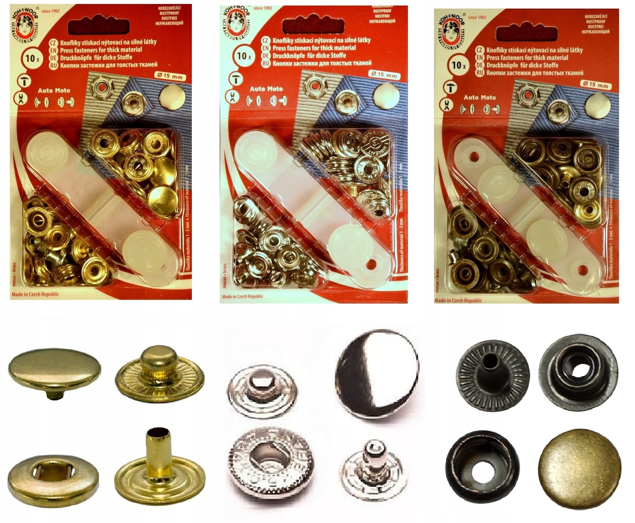 NAPY 15 mm SREBRNE + PRASKA do NABIJANIA 10 par 5943922443 - Allegro.pl