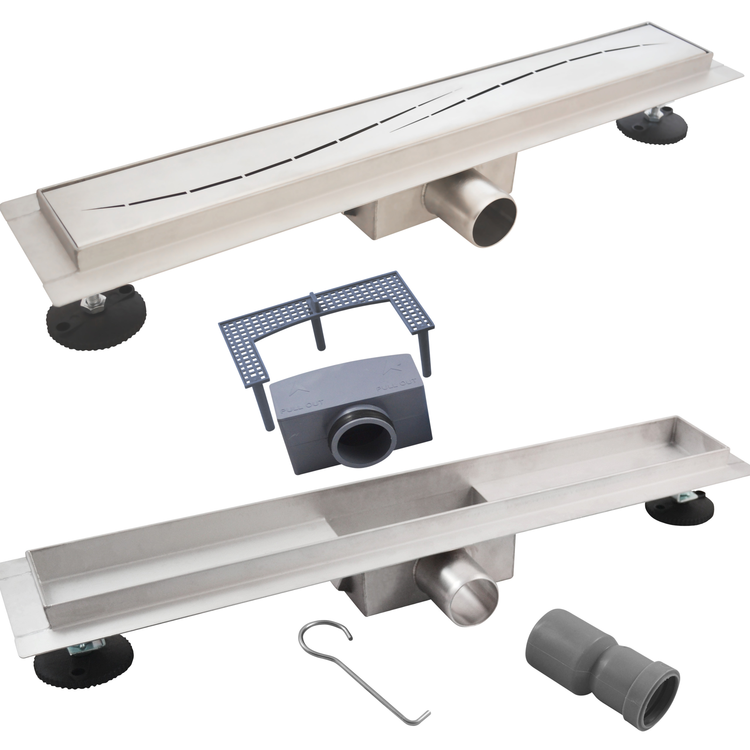 ODPŁYW LINIOWY 70 CM NISKI ODWODNIENIE PRYSZNICOWE LINIOWE KOMPLET 5 ...