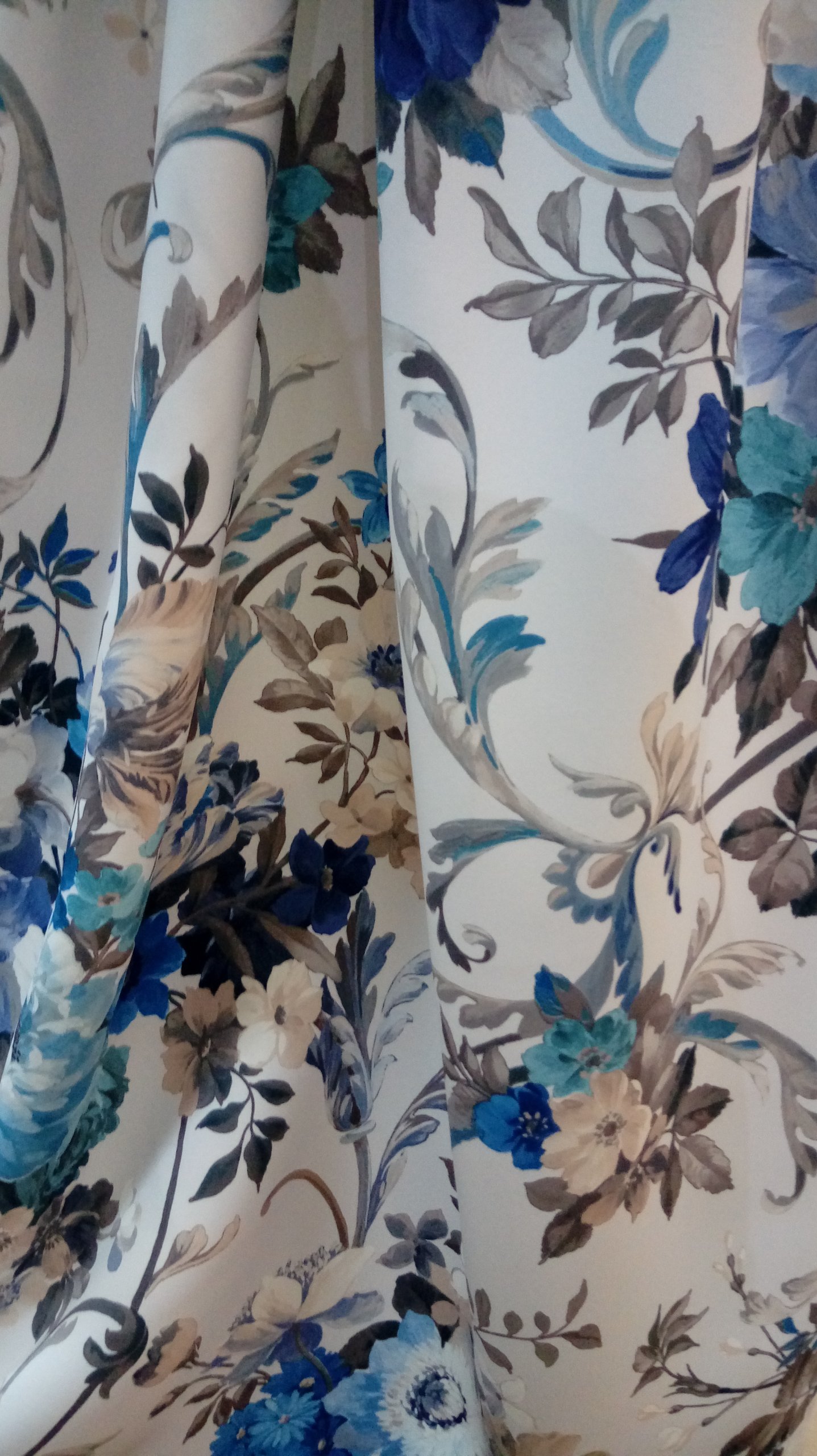 Tkanina Zasłonowa w DUŻE NIEBIESKIE KWIATY 150cm - 7079866921 - oficjalne archiwum allegro