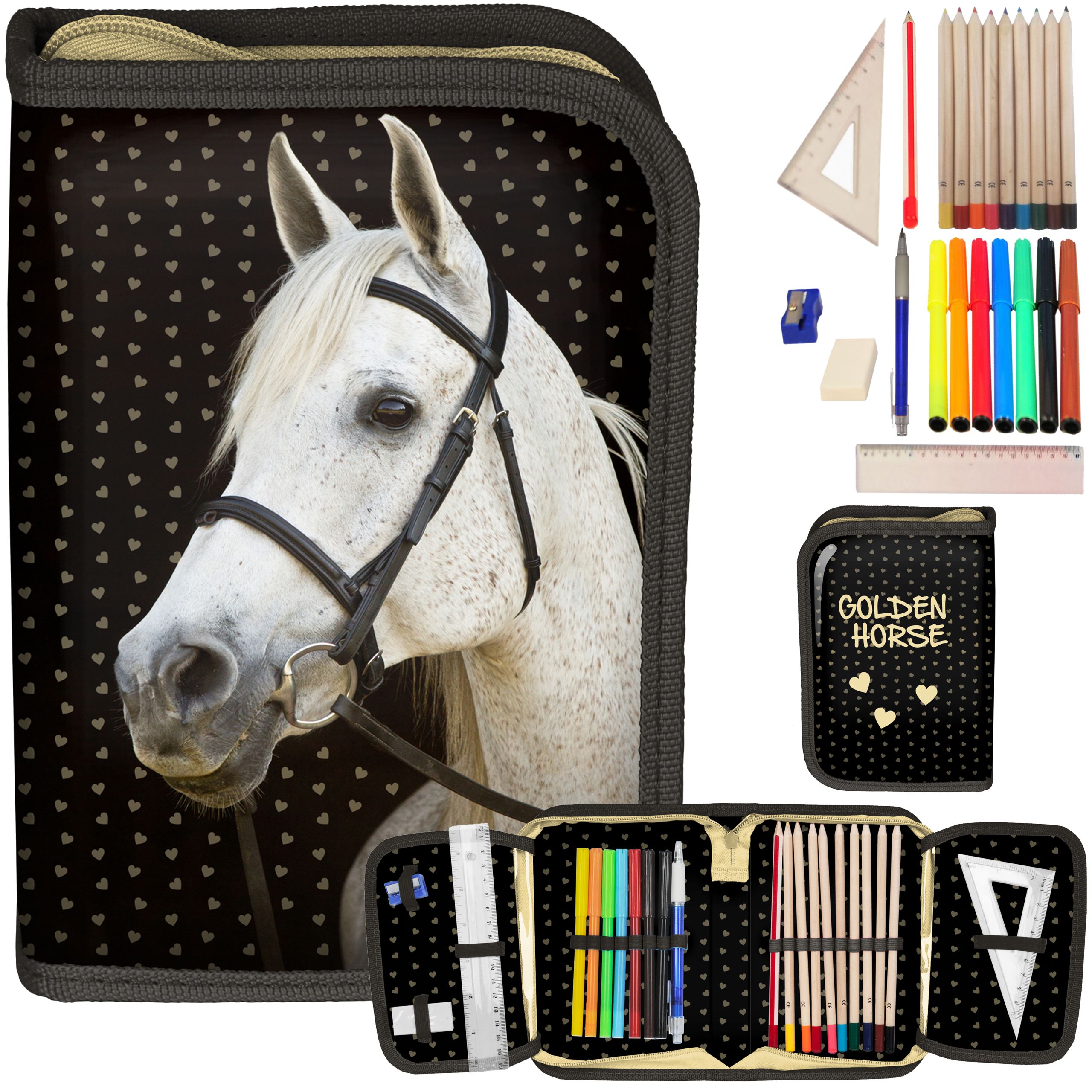 TORNISTER SZKOLNY Z KONIEM KOŃ KONIE ZESTAW 5 cz. - 7311739209 - oficjalne archiwum allegro