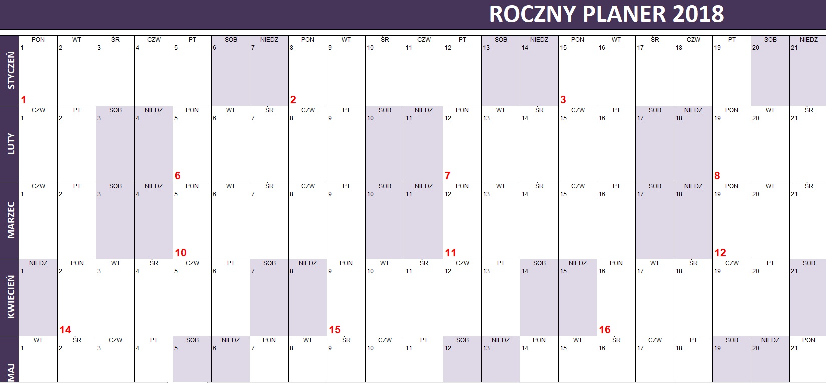 PLANER roczny z tygodniami A3 Kaledarz - 7167158100 - oficjalne ...