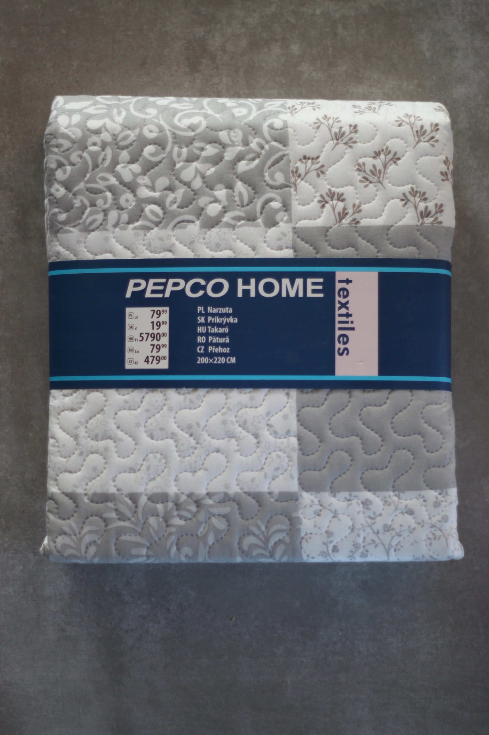 NARZUTA na łóżko KOC PEPCO HOME szara beż 200x220 - 7619647410 ...