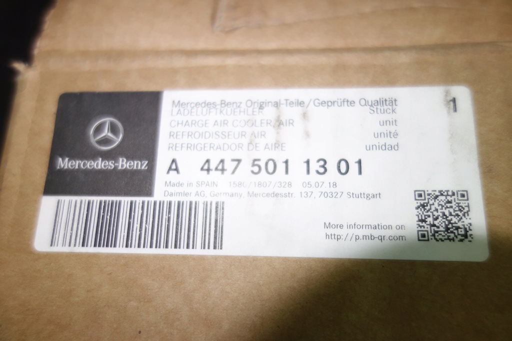 CHŁODNICA INTERCOOLER MERCEDES W 447 A 4475011301 - 7722875129 ...