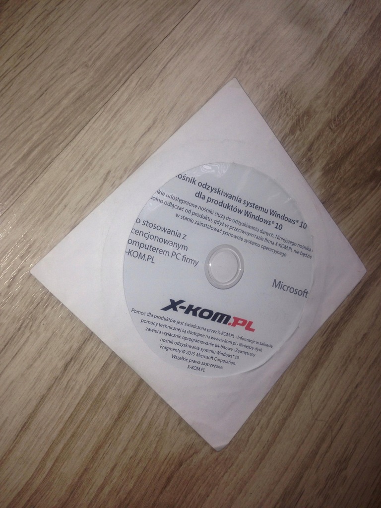 Nośnik odzyskiwanie systemu WINDOWS 10 na płyta CD - 7688274261 ...