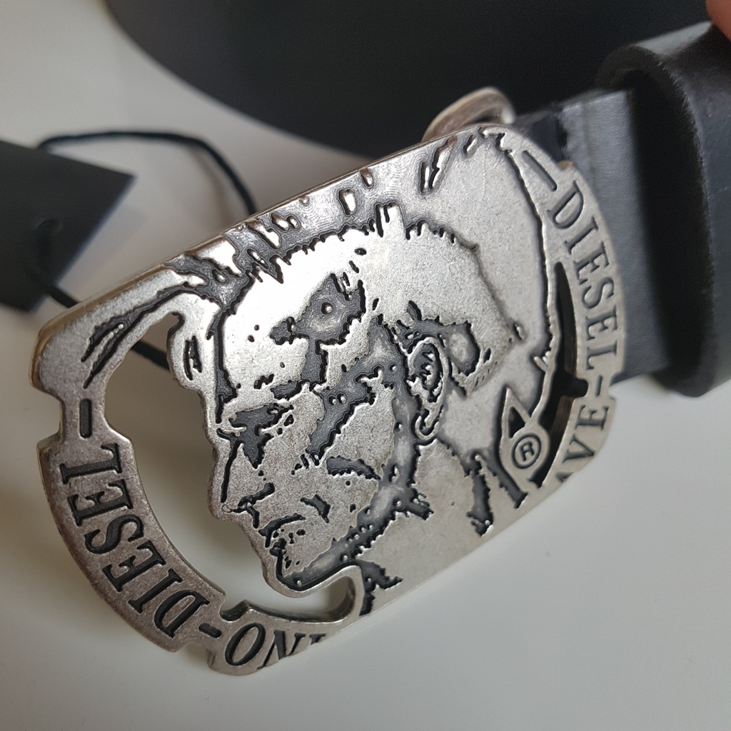 PASEK DIESEL LOGOWANA KLAMRA MĘSKI CZARNY 95 CM - 7375130355 ...