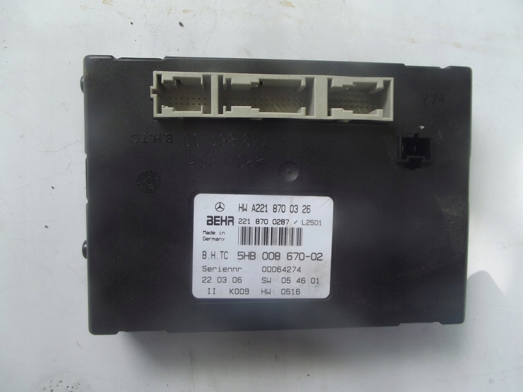 MERCEDES W221 STEROWNIK KLIMATYZACJI 2218700326 - 7386406502 ...