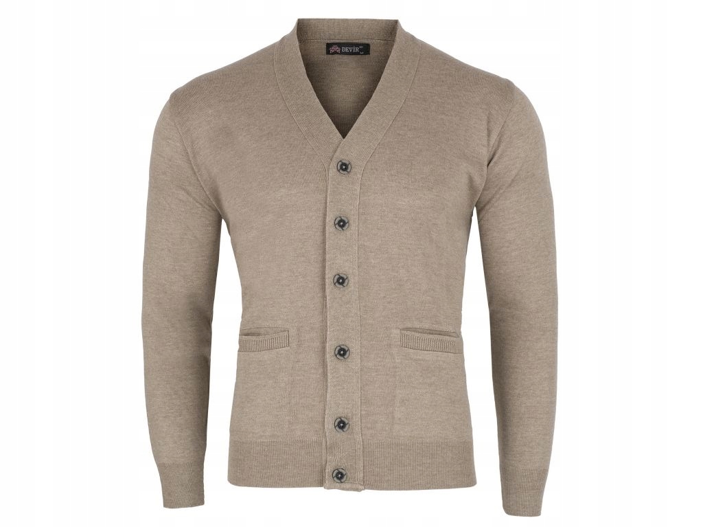 ROZPINANY SWETER MĘSKI BEŻOWY NA GUZIKI! XXL SW247 - 7628637232 ...