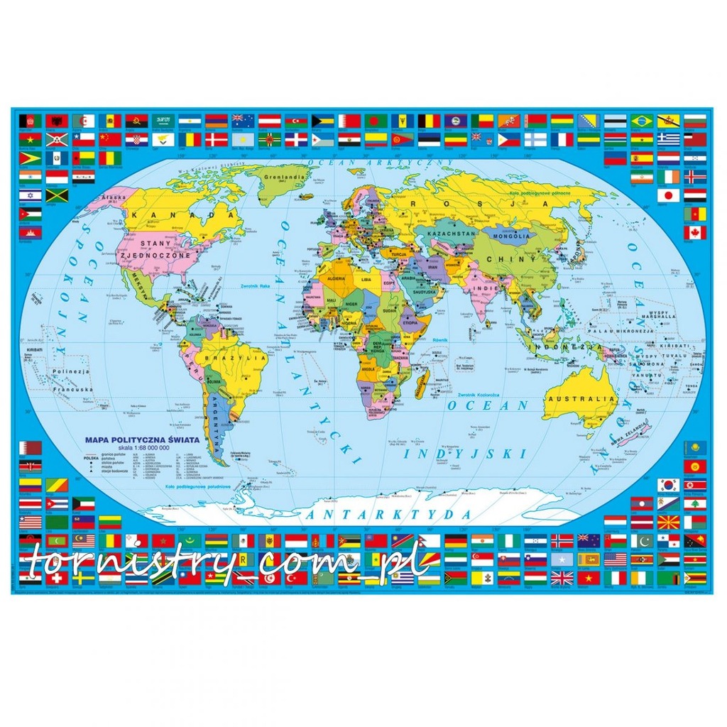 MAPA POLITYCZNA ŚWIATA Podkład oklejany na biurko - 7185702195 ...